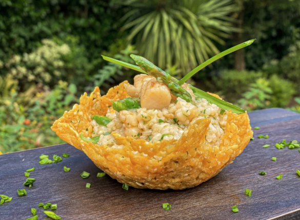 Scallop and Asparagus Risotto in Parmesan Baskets - Zars Kitchen